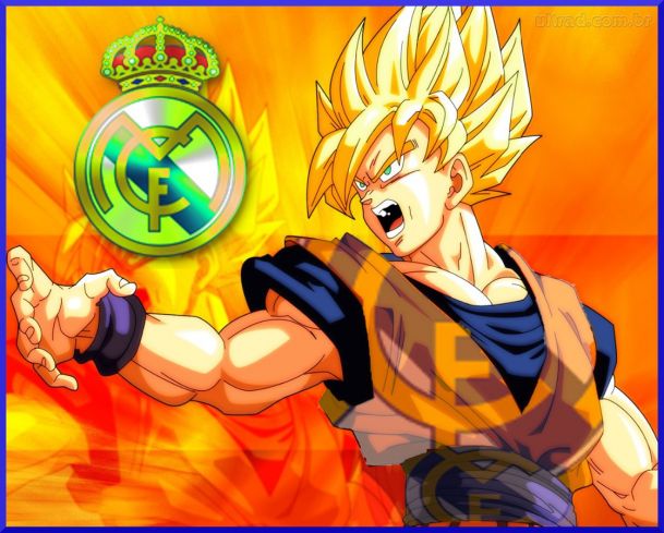 Goku con la camiseta del real madrid